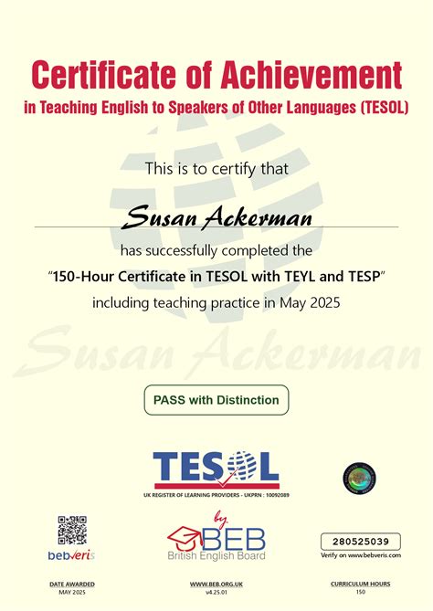 Tesol Pro Tesol Certificate British English Board