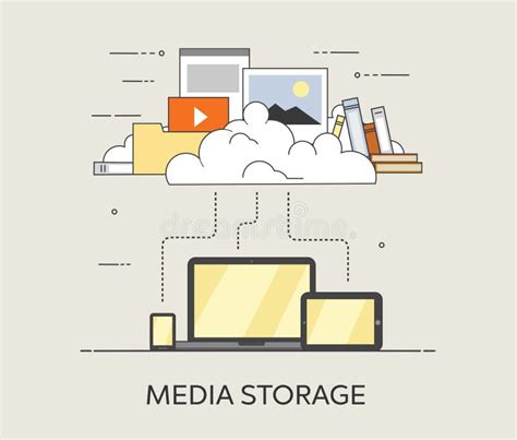 Computer Device Data Cloud Storage Security Flat Design Illustration