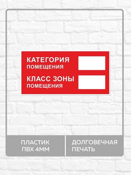 Табличка "Категория помещения / класс зоны помещения" А4 (30х21см), 30 ...