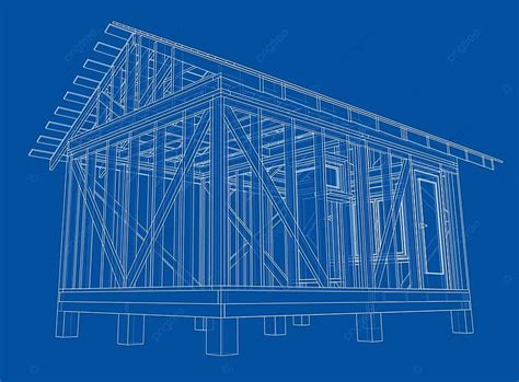 Private House Sketch Vector Modern Blueprint Perspective Vector Modern Blueprint Perspective