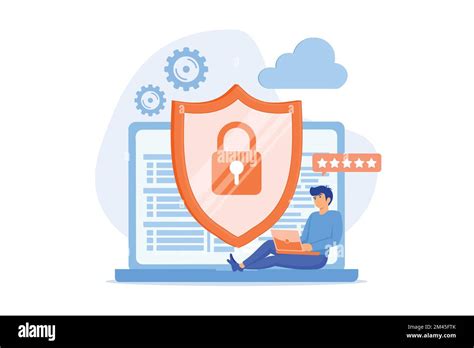 Modern Flat Design Concept Of Cyber Security With Characters Check