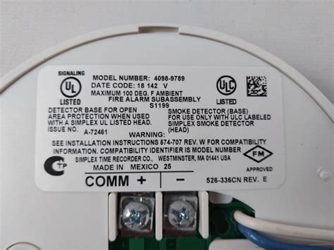 Simplex 4098 9789 Smoke Heat Detector Base