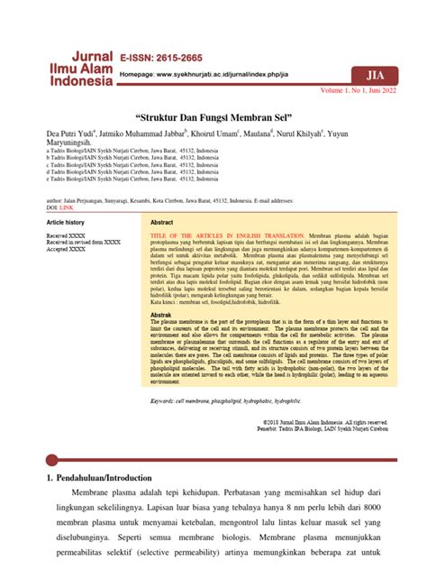 Struktur Dan Fungsi Membran Sel Pdf