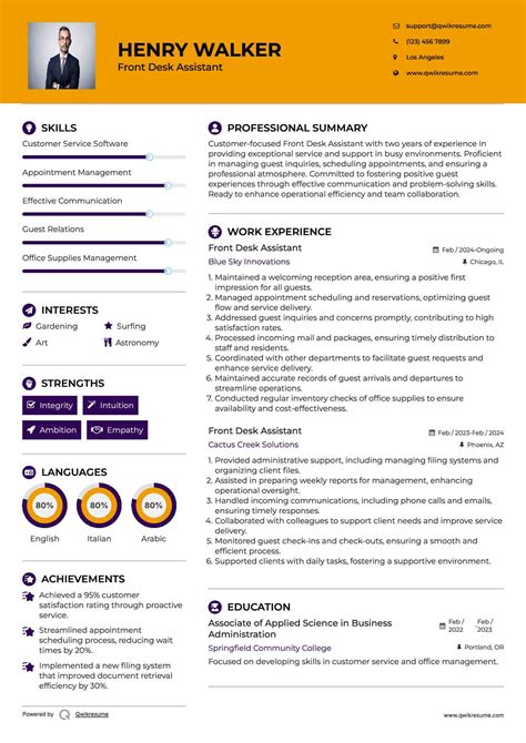 10 Front Desk Assistant Resume Samples And Templates For 2025