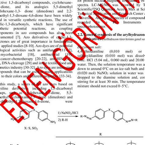 Synthesis Of Bis Azo Compounds 1 6 Bis Azo Bileşiklerinin Sentezi 1 6 Download Scientific