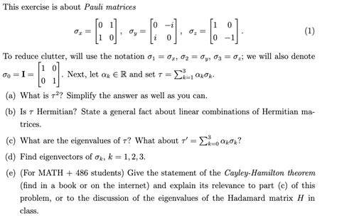 Solved This Exercise Is About Pauli Matrices σα 14
