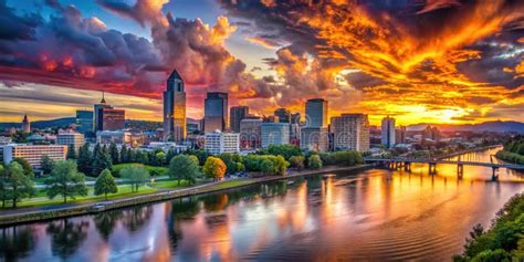 Stunning Timelapse Sunset Over The Portland Oregon Skyline A Colorful