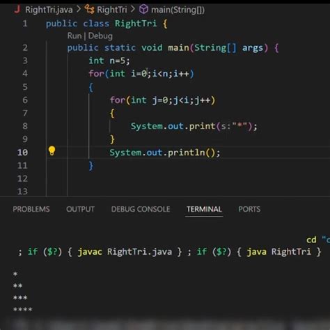 Print Right Triangle In Java Youtube