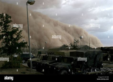 A Massive Sand Storm Envelopes A U S Military Camp In Al Asad Iraq April Bsloc