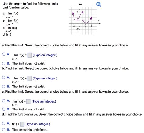 solved use the graph to find the following limits and
