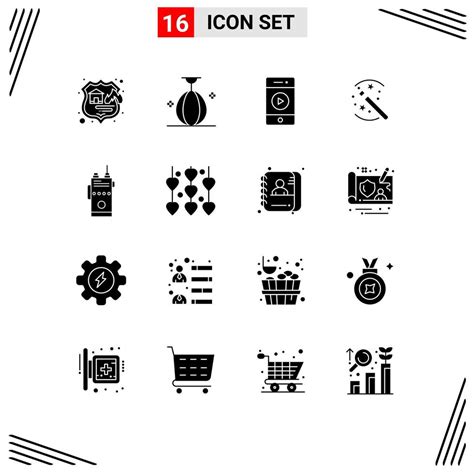 Set Of 16 Modern Ui Icons Symbols Signs For Walkie Magic Sport Solution Speaker Editable Vector