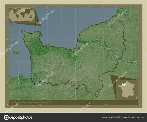Normandie Region France Elevation Map Colored Wiki Style Lakes Rivers