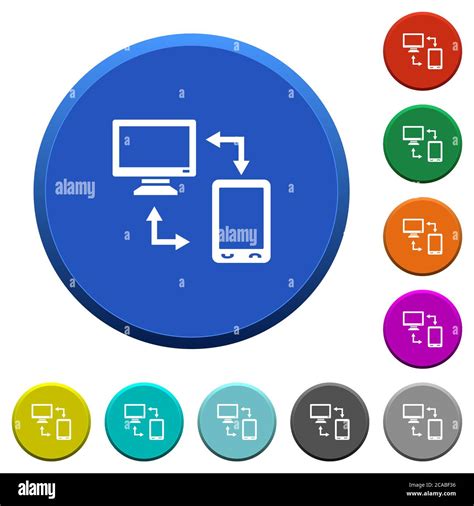 Syncronize Mobile With Computer Round Color Beveled Buttons With Smooth
