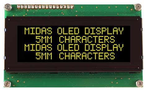 MCOB A V EYS Midas Displays Alphanumeric OLED X Yellow On Black