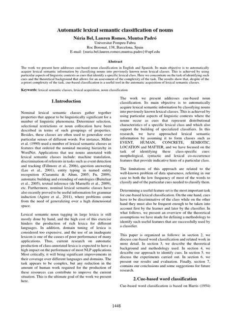 Automatic Lexical Semantic Classification Of Nouns Pdf Preposition