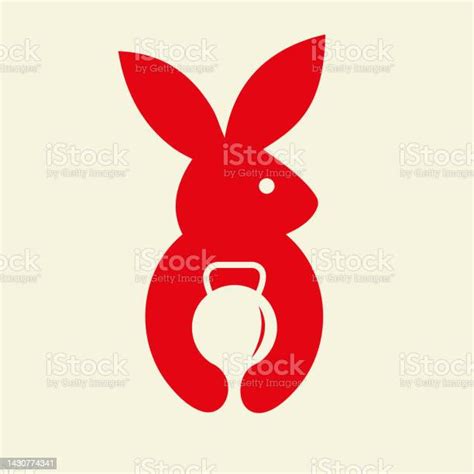 토끼 체육관 로고 부정적인 공간 개념 벡터 템플릿 토끼 홀딩 피트니스 기호 가축에 대한 스톡 벡터 아트 및 기타 이미지 가축 건강한 생활방식 귀여운 Istock