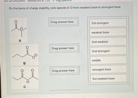 Solved Rank Species A G From Weakest Base To Strongest Base Chegg Com