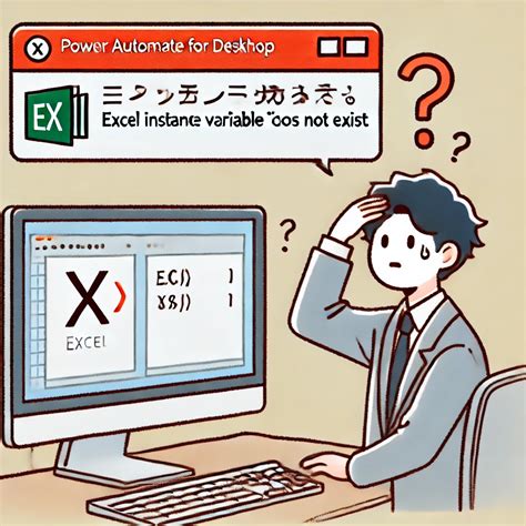 power automate for desktopで「excelインスタンス変数 が存在しません」のエラーメッセージの対処方法 【rpa