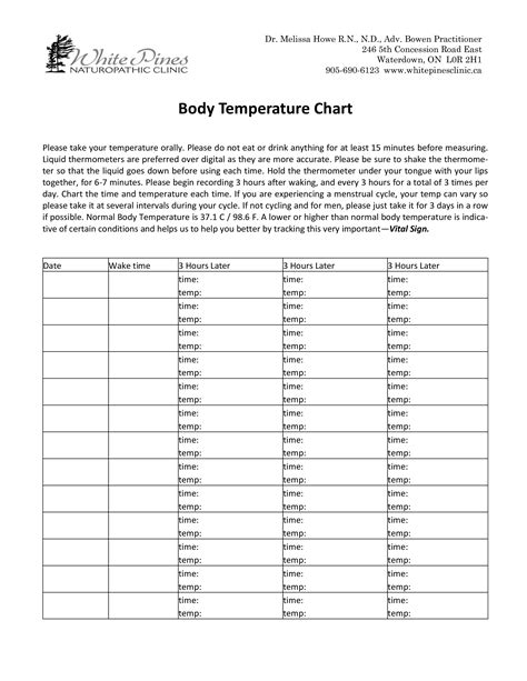 Printable Body Temperature Chart Printable Word Searches