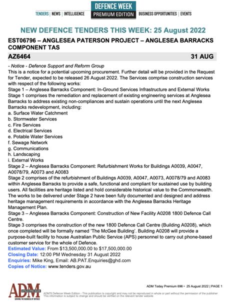 Adm Premium 696 Tenders Australian Defence Magazine