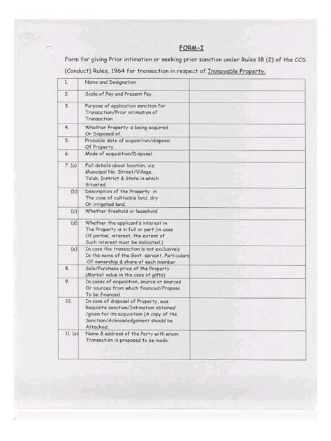 Immovable Property Form Pdf