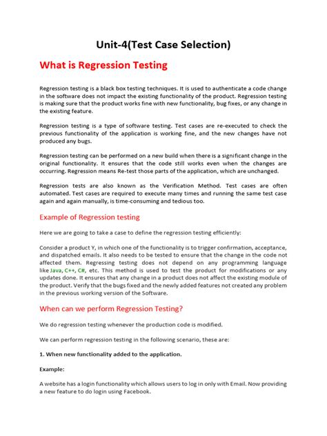 Unit 4test Case Selection Pdf Software Testing Software