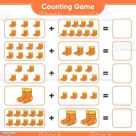 게임을 계산 양말의 수를 계산하고 결과를 작성합니다 교육 어린이 게임 인쇄 워크 시트 벡터 일러스트레이션 0명에 대한 스톡 벡터 아트 및 기타 이미지 Istock