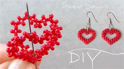Beaded Heart Earrings Tutorial Heart Seed Bead Earrings Youtube