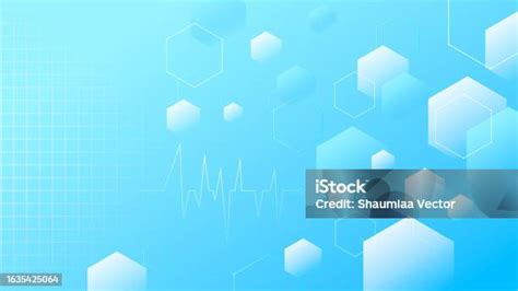 십자가 모양 펄스 육각형 및 분자 패턴이 있는 현대 의료 추상 배경 의료 기술 혁신 의학 건강 과학 및 연구 설계에 대한 개념 및 아이디어 개념에 대한 스톡 벡터 아트 및