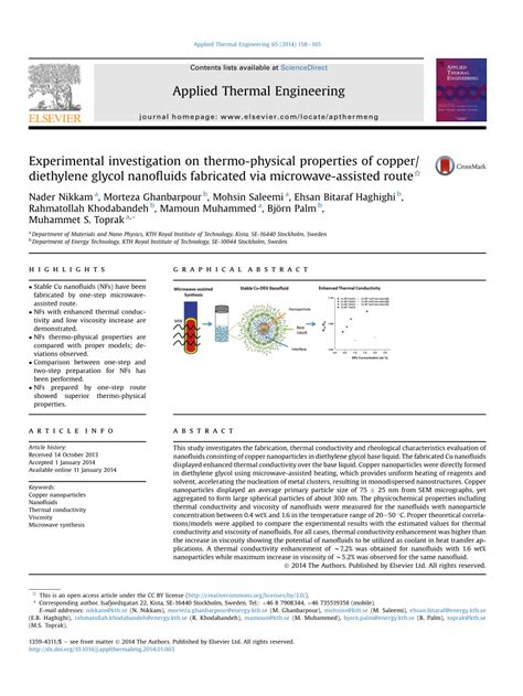 Pdf Experimental Investigation On Thermo Physical Properties Of Copperdiethylene Glycol