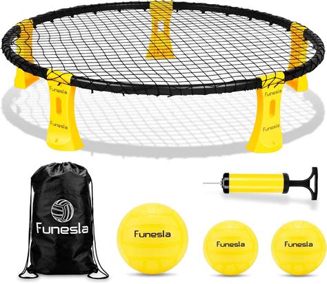 Funesla Roundnet Game Set Standard 3 Balls Kit Upgraded Strike Ball