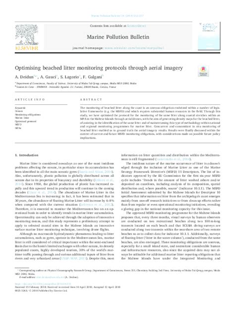 Pdf Optimising Beached Litter Monitoring Protocols Through Aerial Imagery