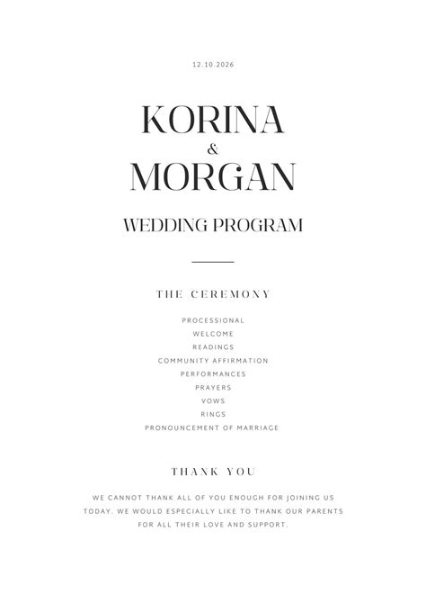 Catholic Wedding Program Format