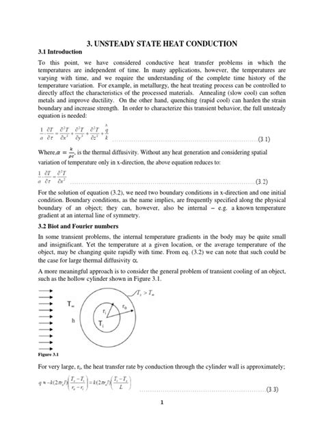 Unsteady State Conduction Pdf Thermal Conduction Heat Transfer