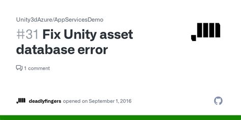 Fix Unity Asset Database Error · Issue 31 · Unity3dazure