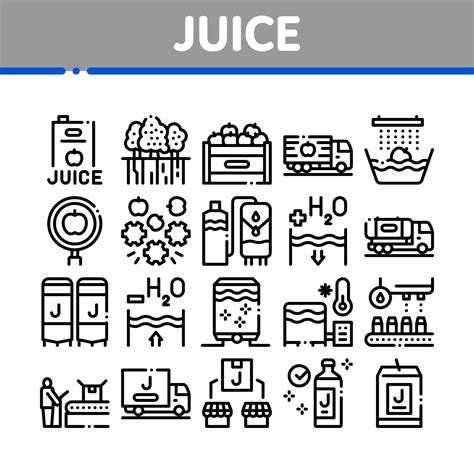 Juice Production Plant Collection Icons Set Vector 17541415 Vector Art