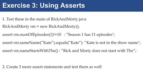 solved exercise 3 using asserts 1 test these in the main