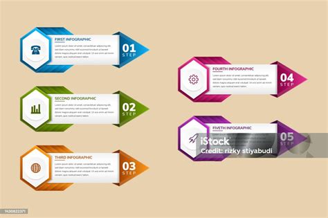 Timeline Infographic Template With Arrows Flowchart Workflow Or Process Infographics Hexagon
