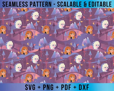 Frozen Seamless Pattern Editable Svg Vector For Cricut And Silhouette