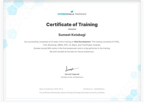Sumeet Kotabagi On Linkedin Learned A Lot From Internshala Training