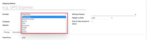 Management Of Shipping Methods Using Odoo