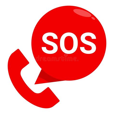 Red Phone Making Sos Emergency Call Symbol Stock Vector Illustration