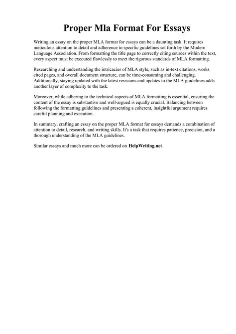 Proper Mla Format For Essays Pdf
