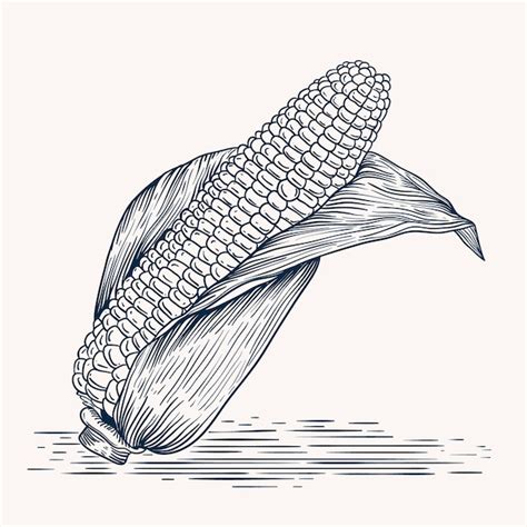 Free Vector Hand Drawn Corn On The Cob Drawing Illustration