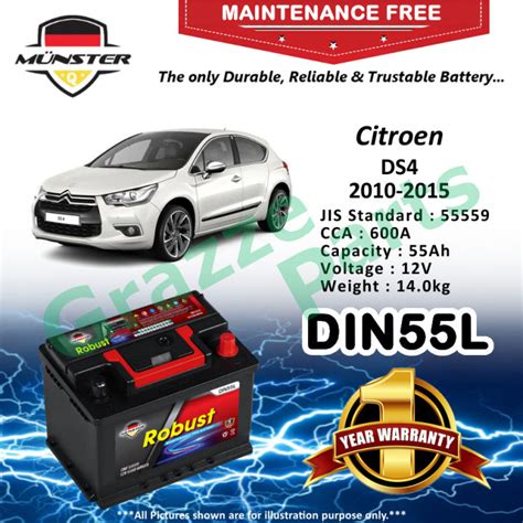 Münster Robust Mf Cmf Din55 Din55l 55559 55ah Car Battery Bateri