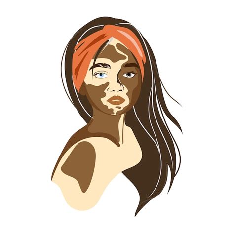 Premium Vector Portrait Of Young Woman Girl With Vitiligo Skin Modern