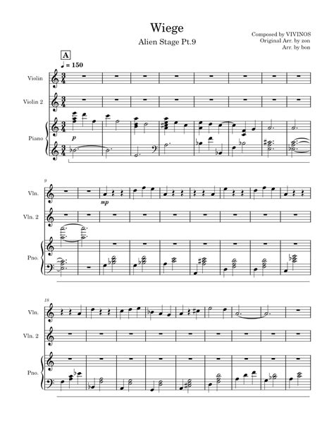 Wiege Vivinos Alien Stage Trio Sheet Music For Piano Violin