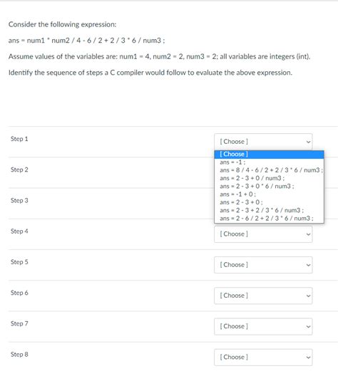 Solved Consider The Following Expression Ans Num1 Num2