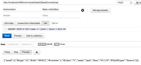 Easy Way To Make An Insert To Orientdb Using Its Rest Api Stack Overflow