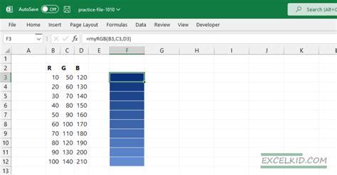 Fill Cell With Rgb Color Excel Bootcamp
